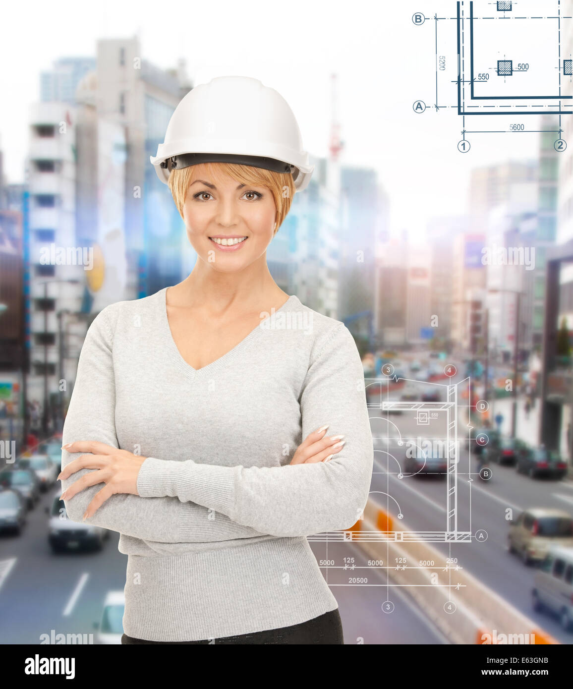 female contractor in helmet Stock Photo - Alamy
