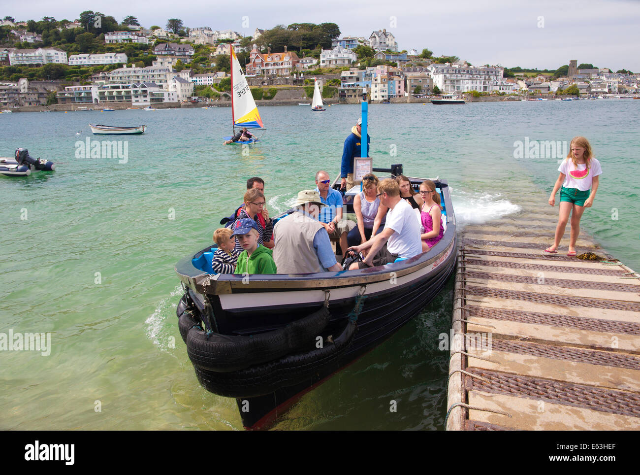 Ferry boat taking passengers across to the beaches at Salcombe Bay ...