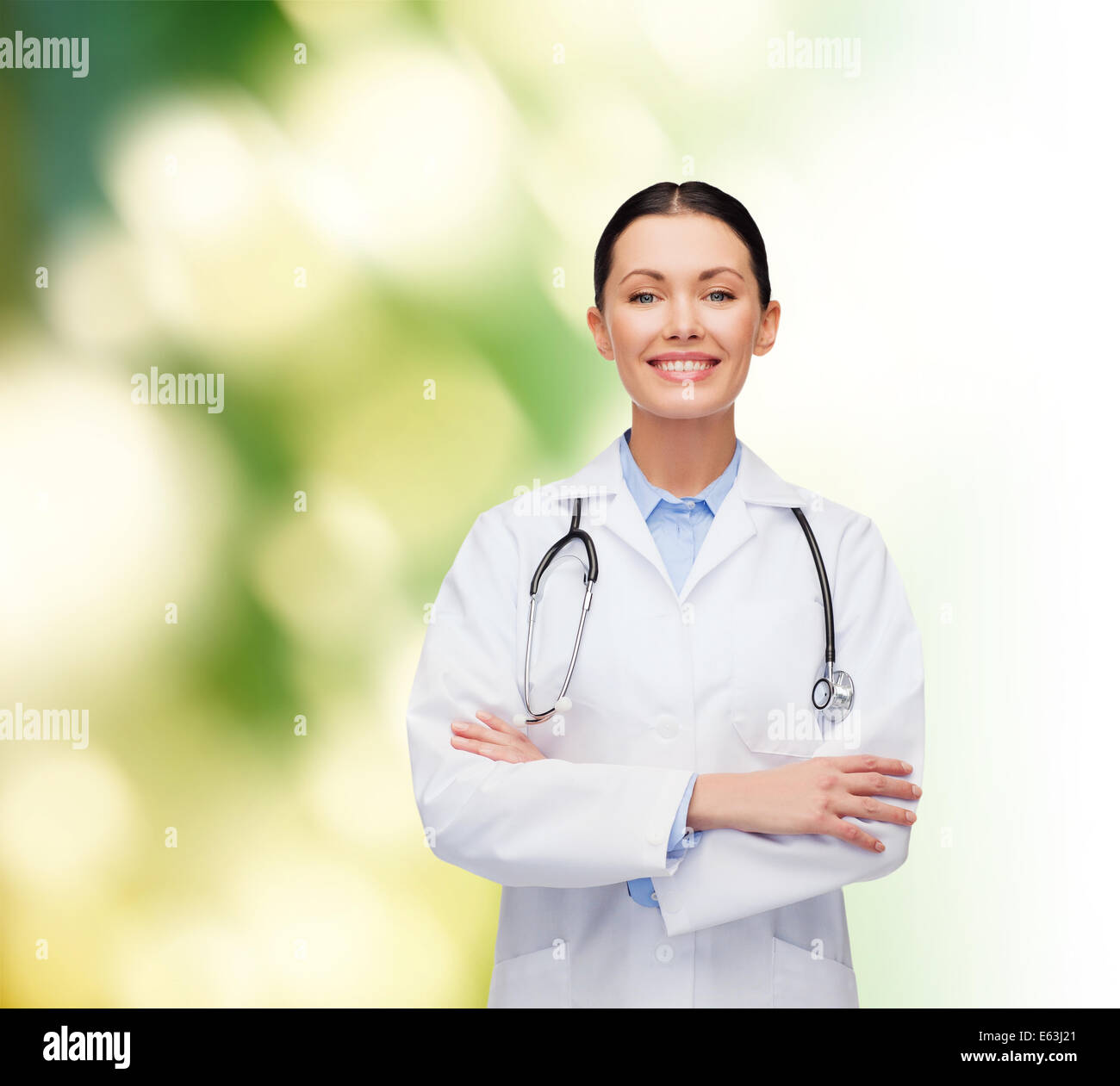 smiling female doctor with stethoscope Stock Photo - Alamy