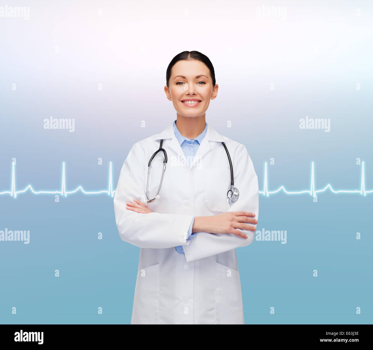 smiling female doctor with stethoscope Stock Photo - Alamy