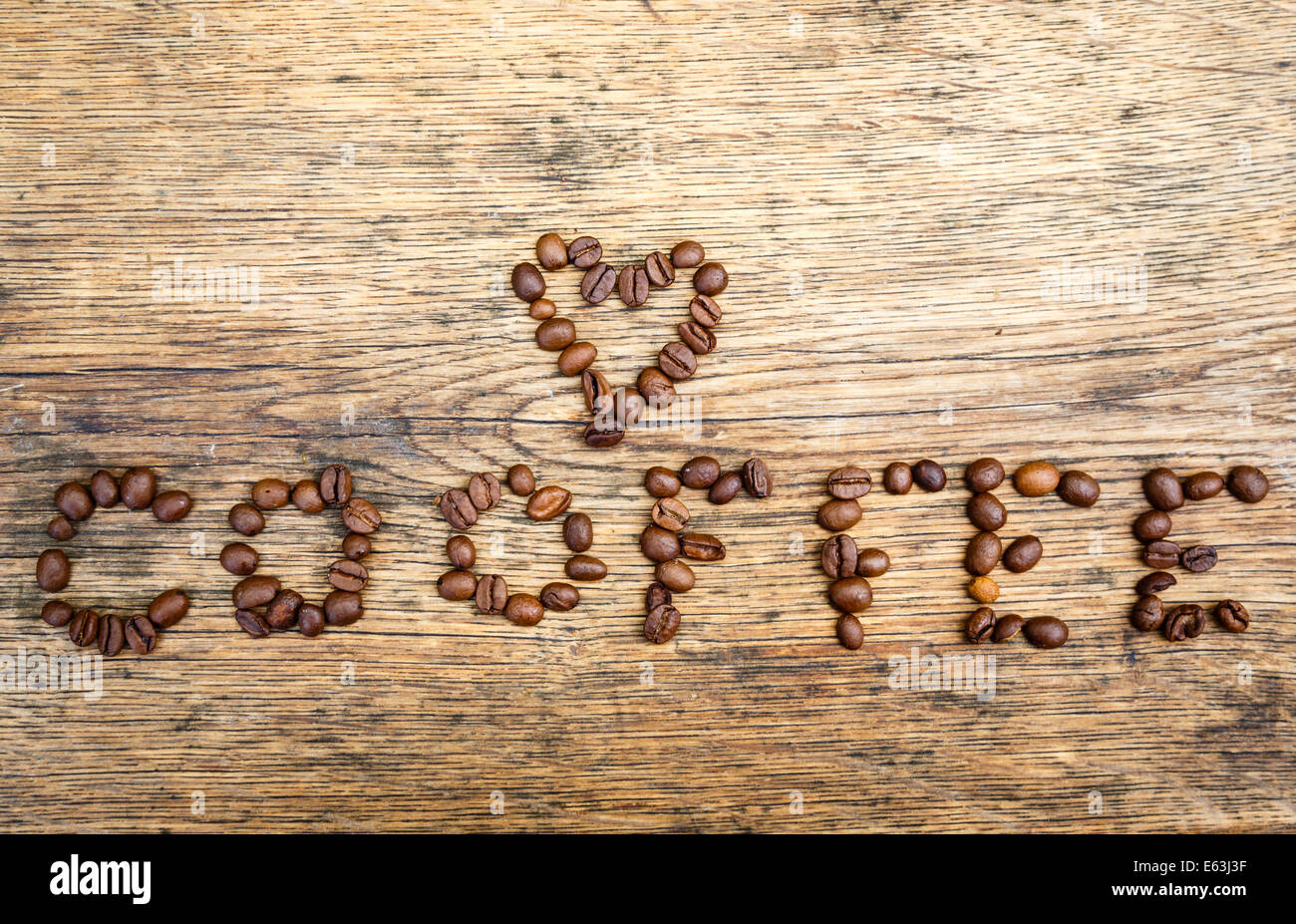 Love coffee sign created from coffee beans Stock Photo - Alamy