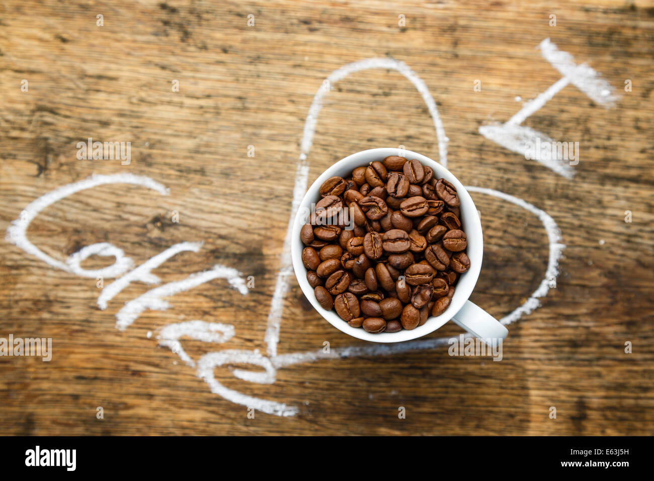 I love coffee sign with coffee beans in the cup Stock Photo - Alamy