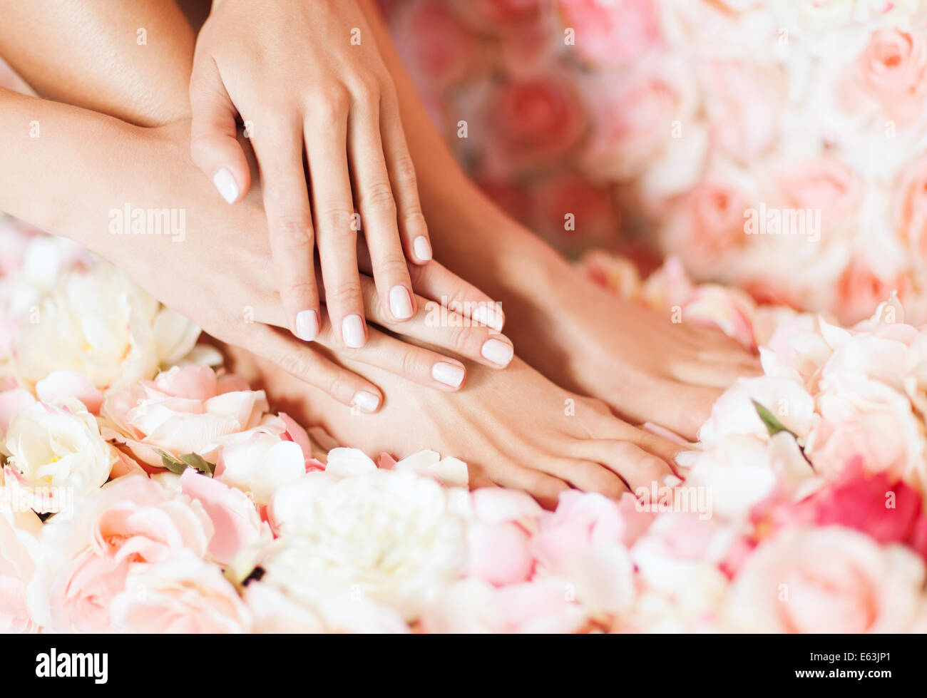 Beauty legs woman flowers hand hi-res stock photography and images - Alamy