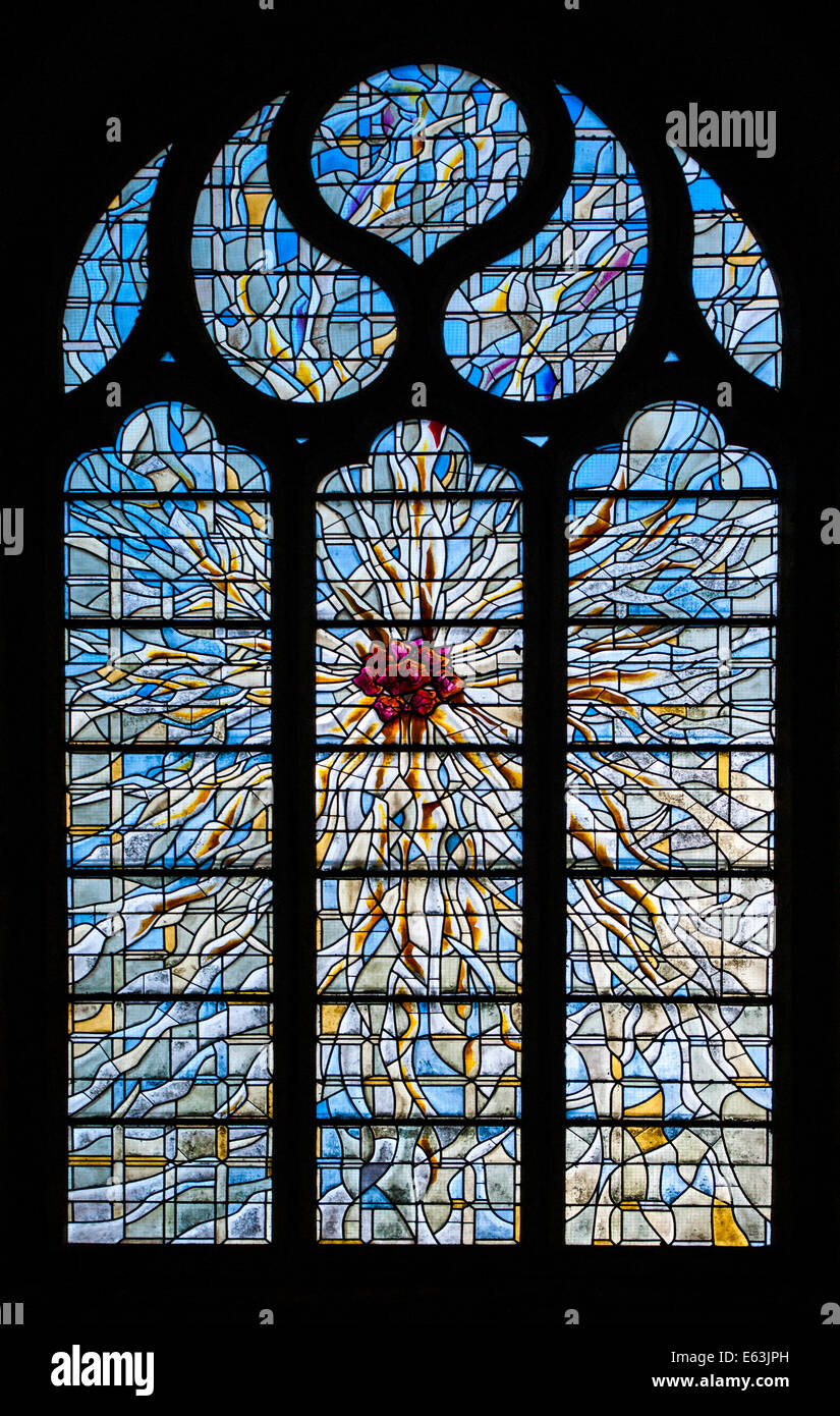 Abbaye du Relec window Stock Photo - Alamy