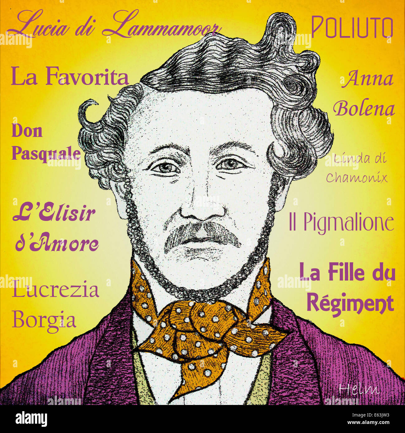 Gaetano Donizetti, Italian opera composer, portrait, 1797 - 1848 Stock ...