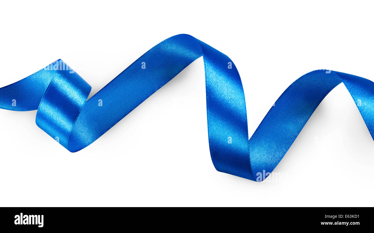 Blue ribbon on white background. Clipping Path Stock Photo - Alamy