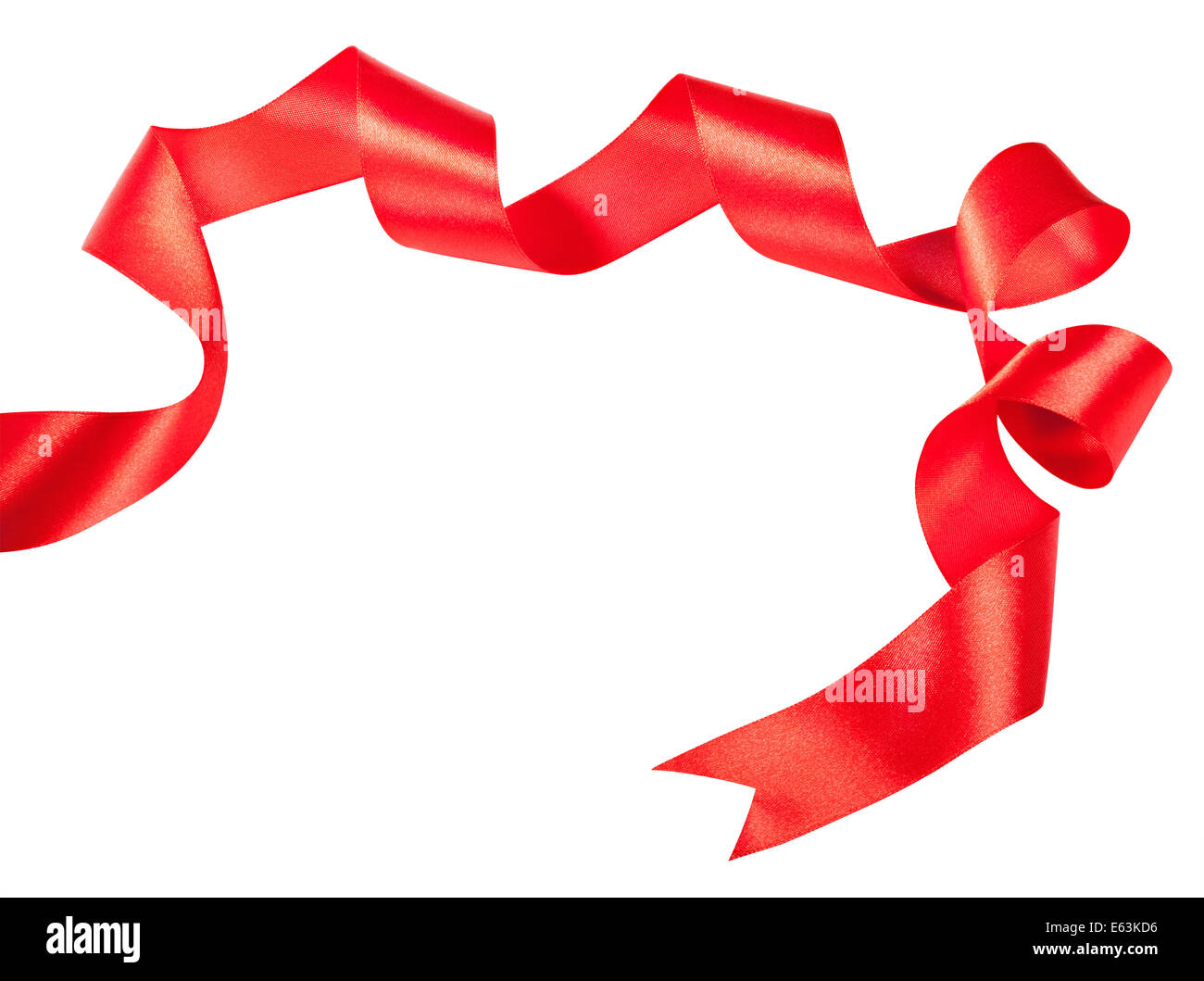 Red ribbon on white background. Clipping Path Stock Photo - Alamy