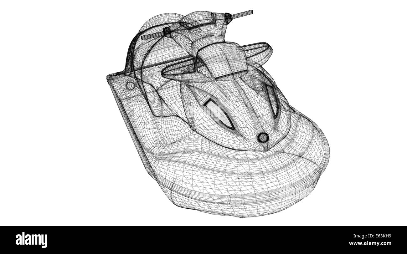 Jetski isolated front view, body structure, wire model Stock Photo - Alamy