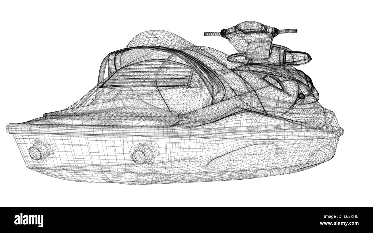 Jetski isolated front view, body structure, wire model Stock Photo - Alamy
