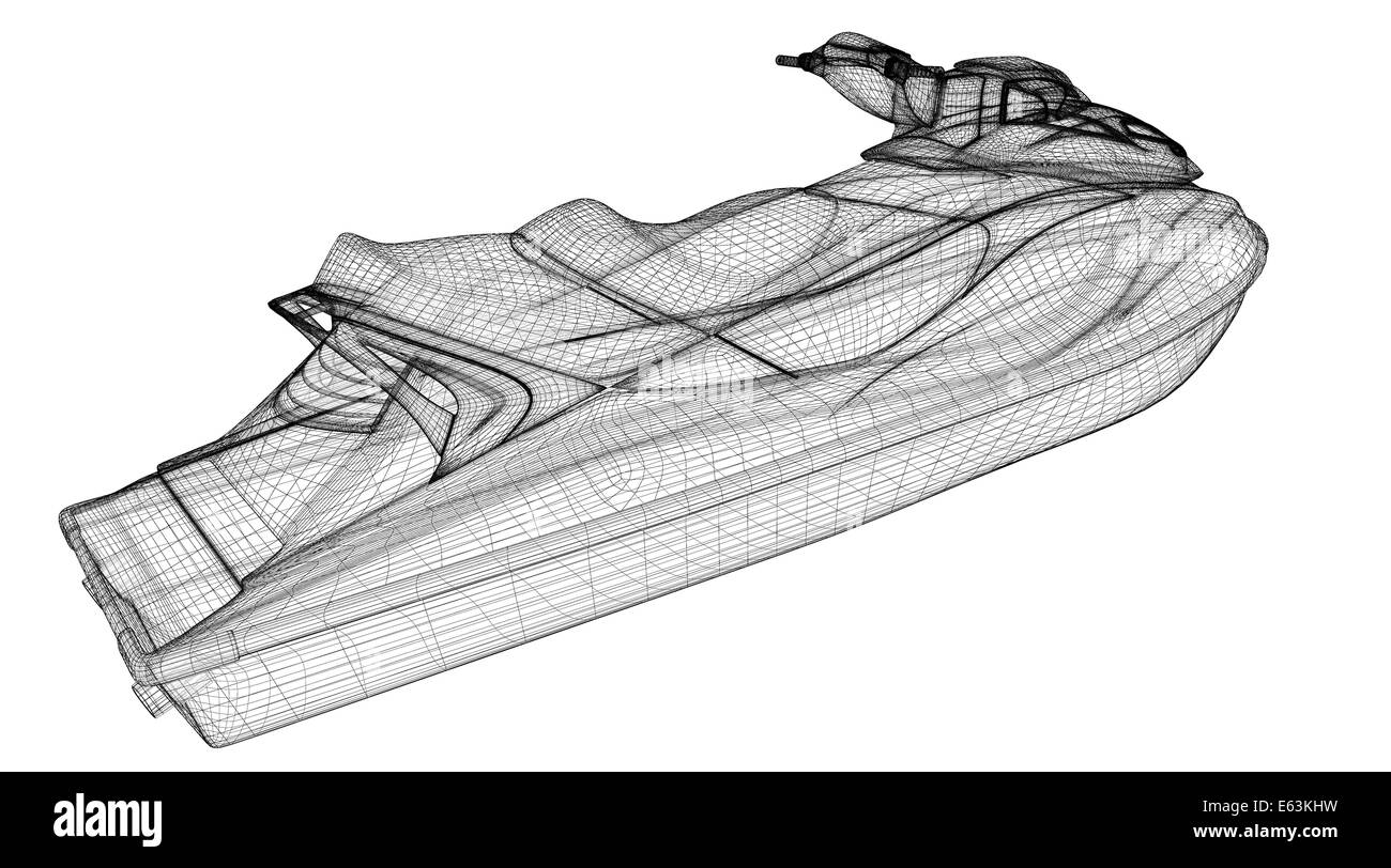 Jetski isolated front view, body structure, wire model Stock Photo - Alamy
