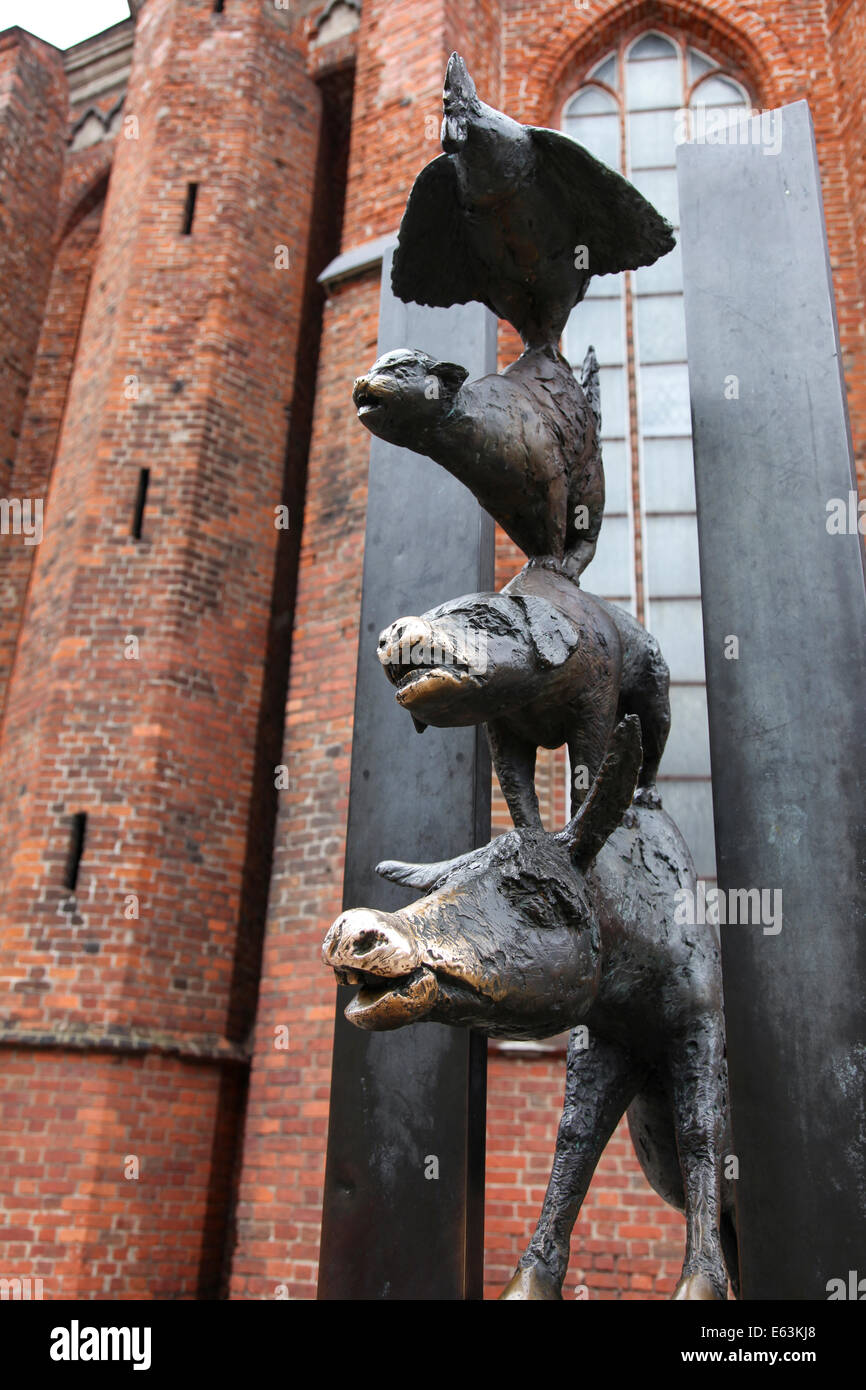 Riga, Latvia - Sculpture of the Town Musicians of Bremen Stock Photo ...