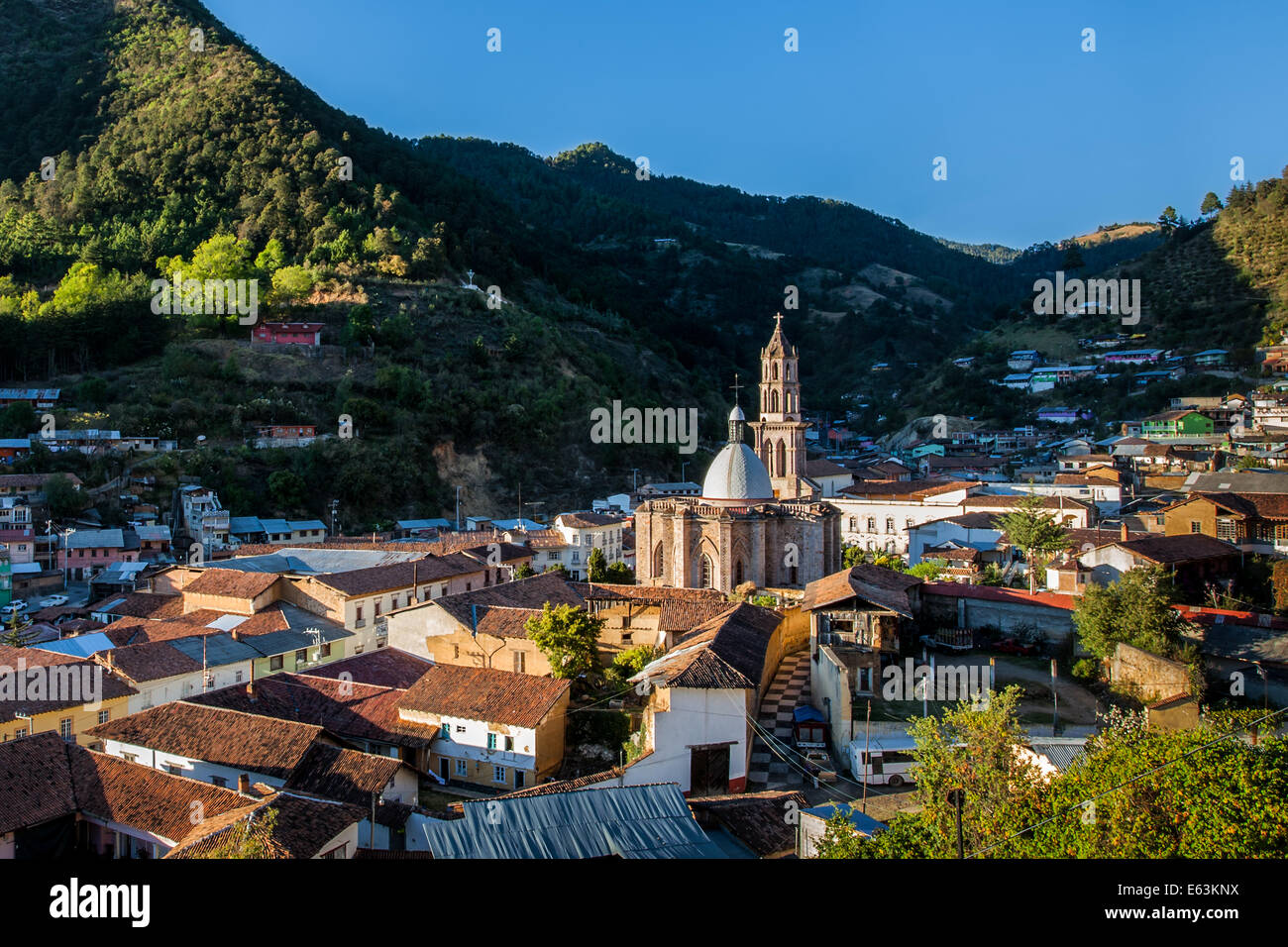 The mining town of Angangueo, Michoacan, Mexico near the Monarch Stock ...