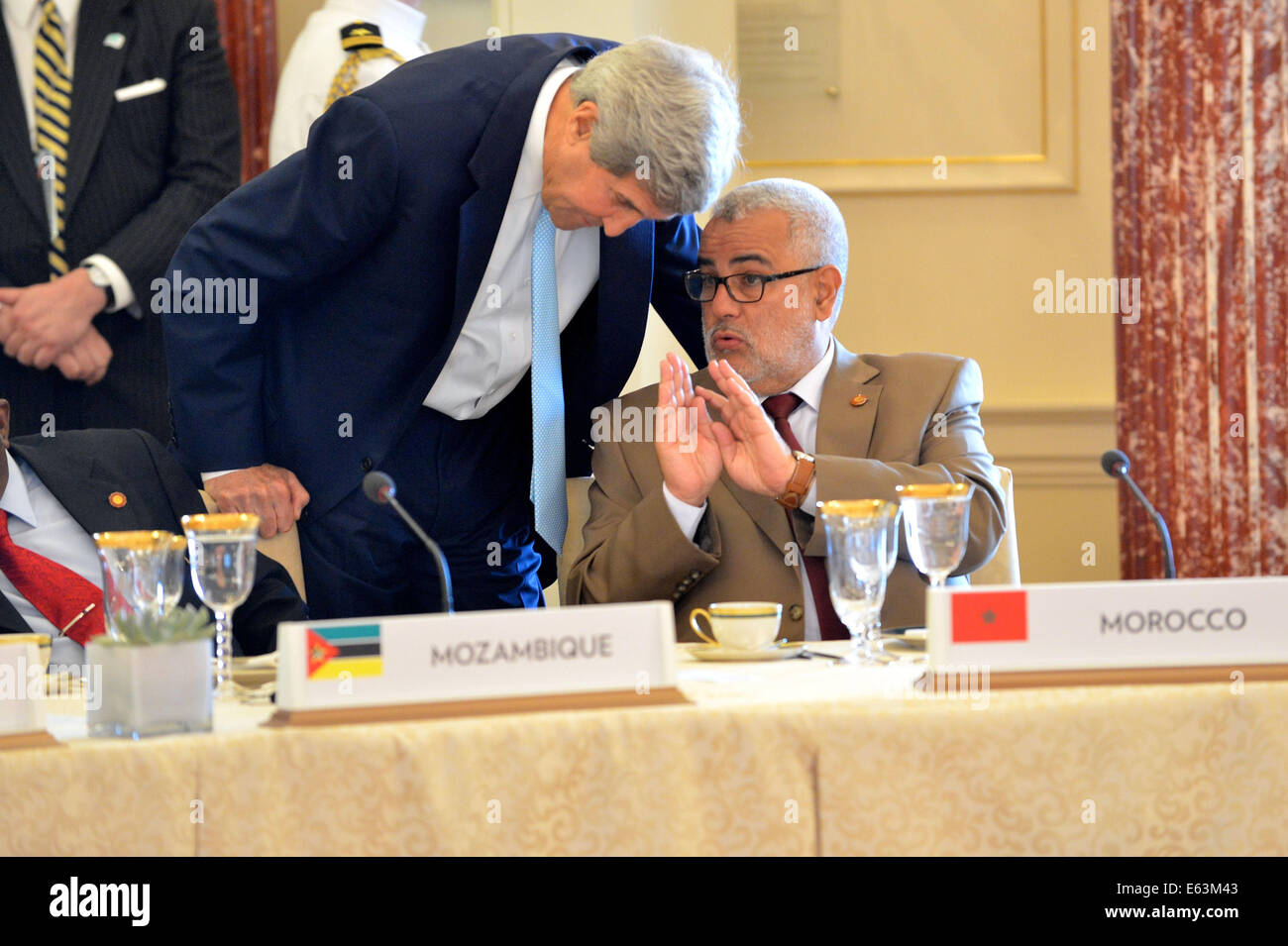 U.S. Secretary of State John Kerry speaks with Moroccan Prime Minister ...