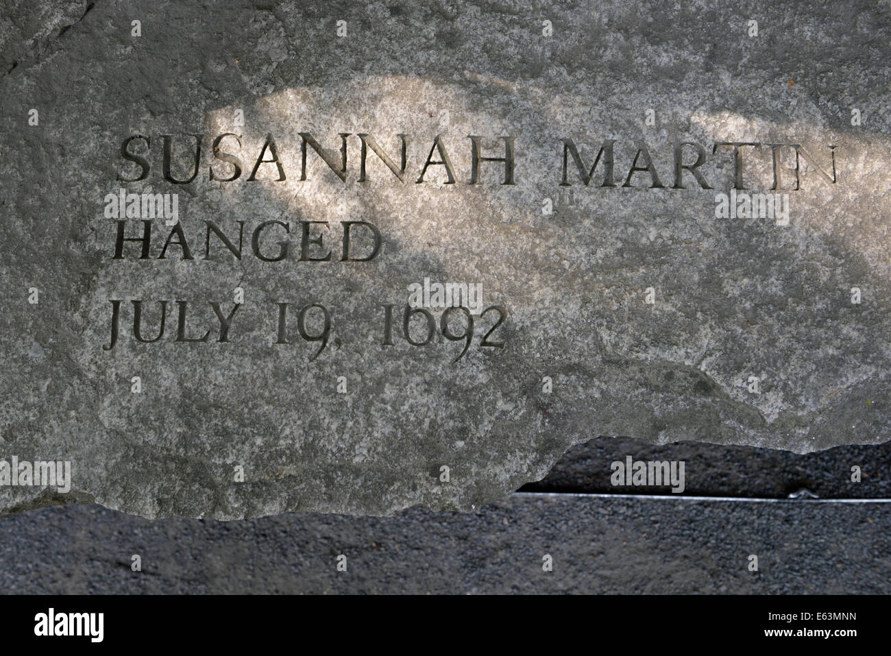 The name of Susannah Martin, who was accused of being a witch is carved ...
