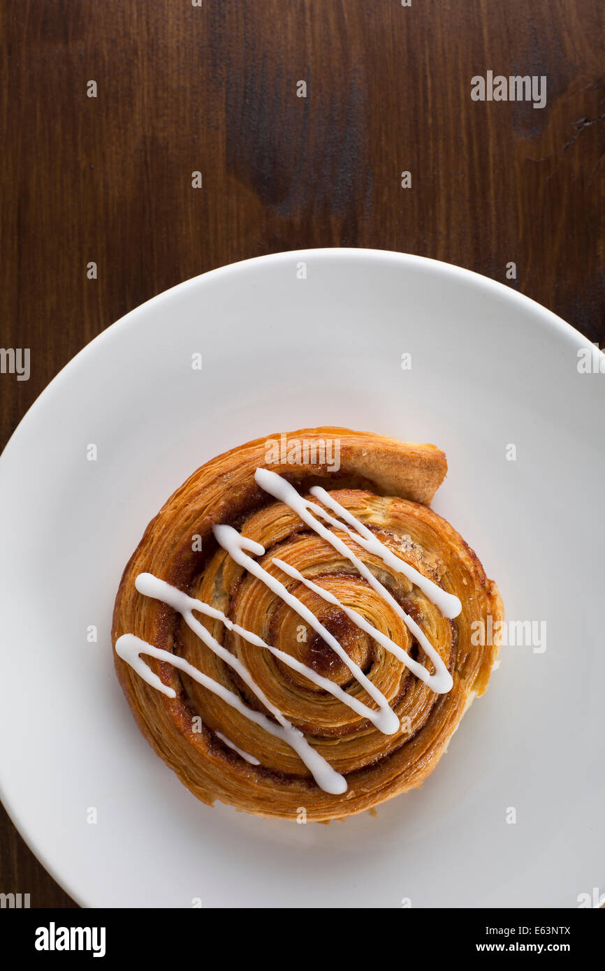 Cinnamon roll from above, can be vertical or horizontal Stock Photo - Alamy