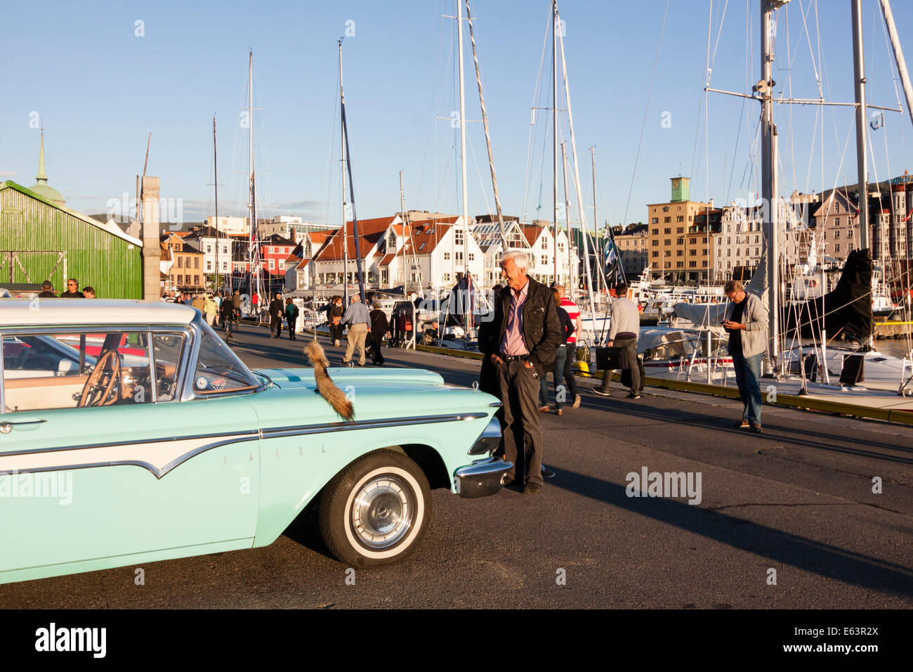 Luxury vintage car at Briggen pier, Bergen, Norway Stock Photo - Alamy