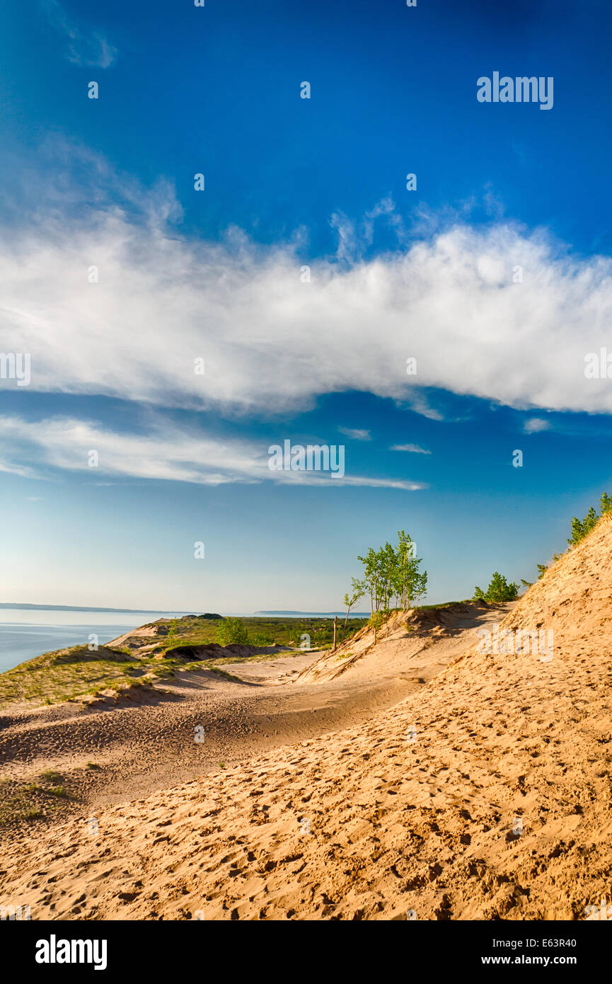 Looking over sand dunes along side Lake Michigan on a summer day Stock ...