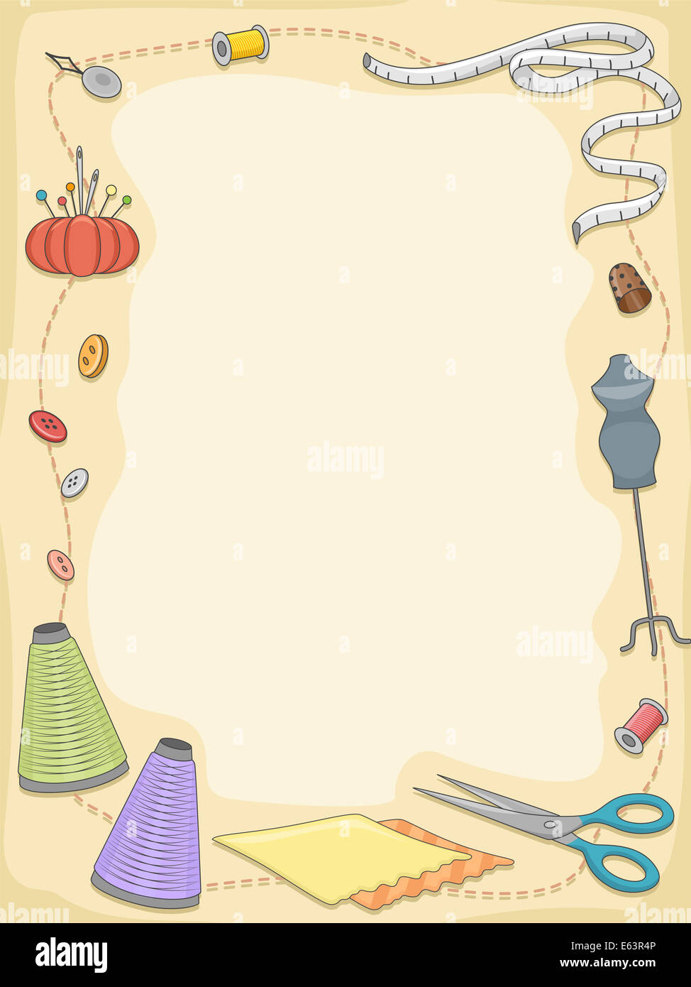 Background Illustration Featuring Different Sewing Materials Stock ...