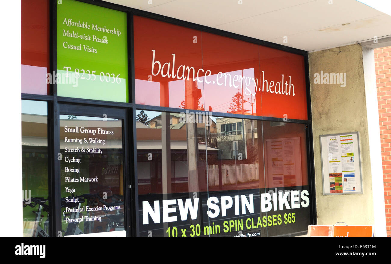 Local spa health fitness training center shop front window Stock Photo ...