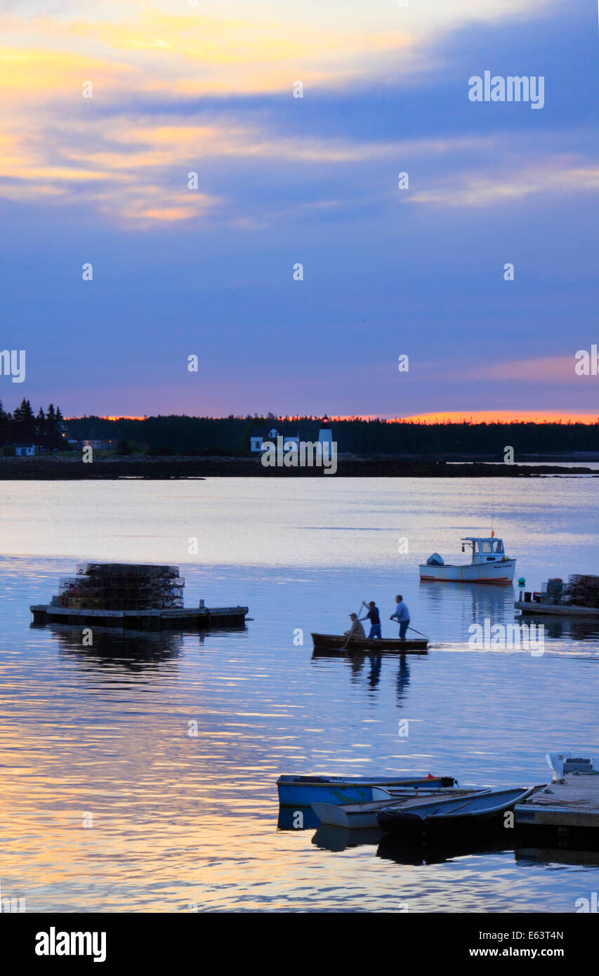 Sunrise, Prospect Harbor Point Lighthouse, Prospect Harbor, Maine, USA ...