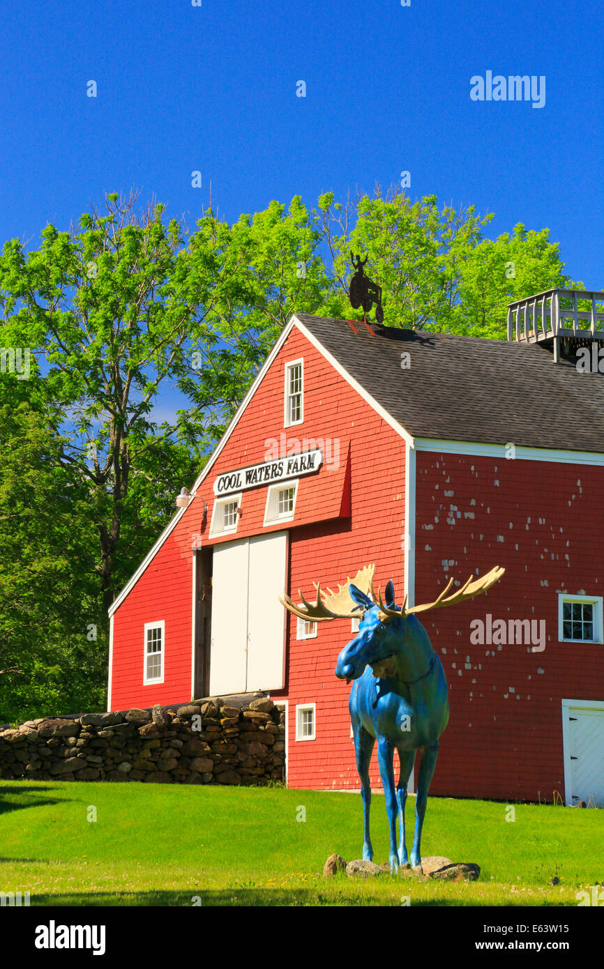 Blue Moose and Barn, Union, Maine, USA Stock Photo - Alamy