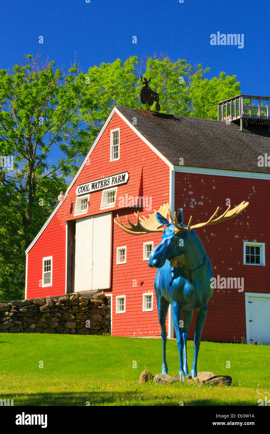 Blue Moose and Barn, Union, Maine, USA Stock Photo - Alamy