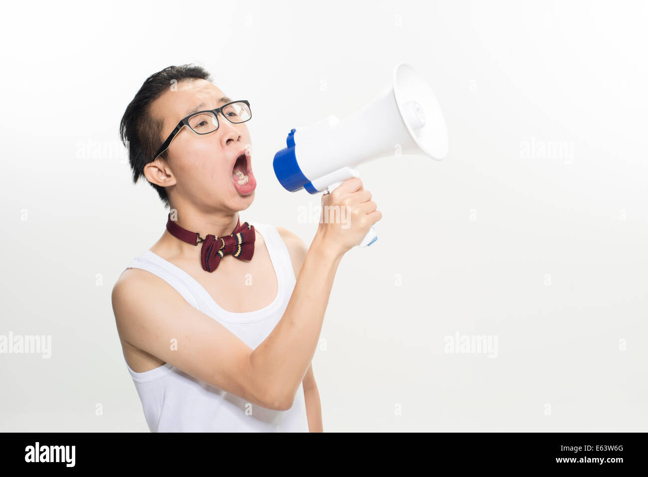 Funky man with loud speaker Stock Photo - Alamy