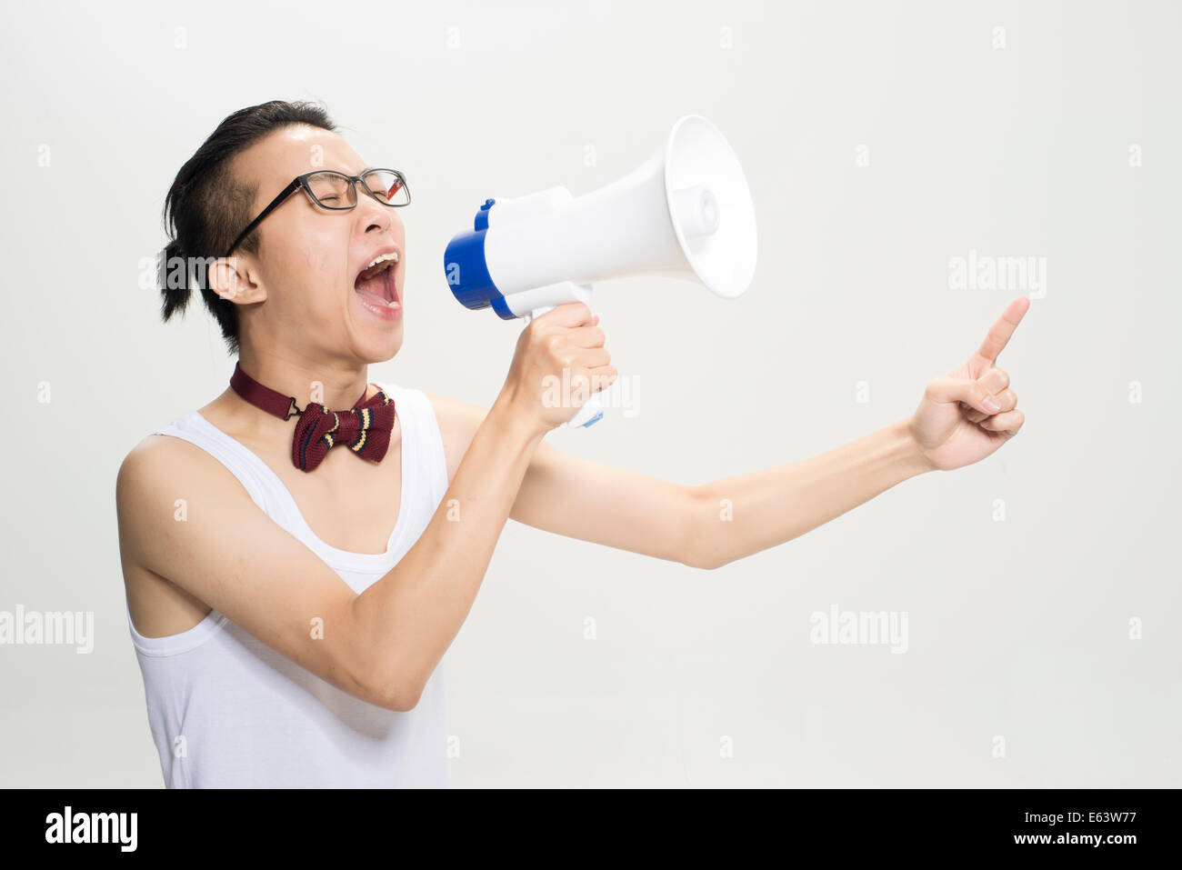 Funky man with loud speaker Stock Photo - Alamy