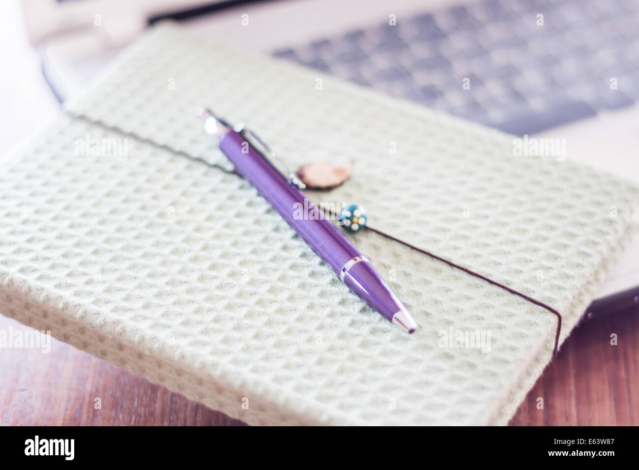 Wooden office table computer notepad hi-res stock photography and ...