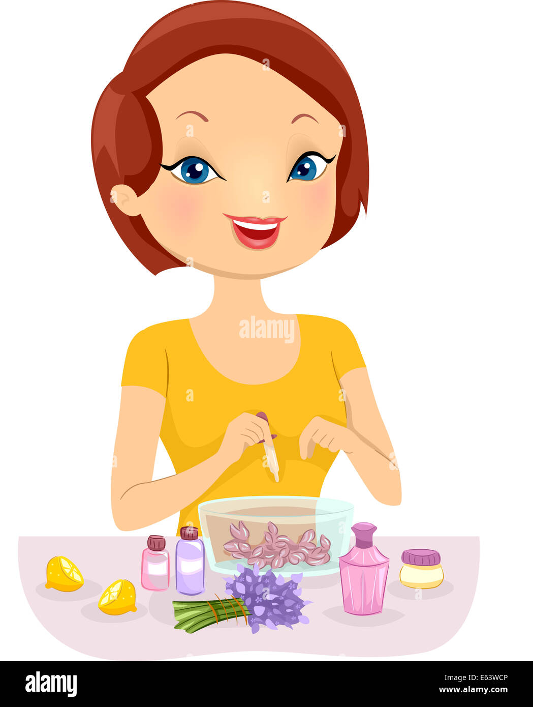 Illustration of a Girl Making Homemade Perfume Stock Photo - Alamy