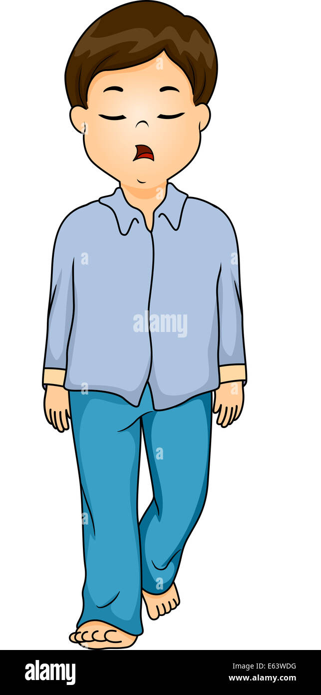 Illustration of a Boy Sleepwalking Stock Photo - Alamy