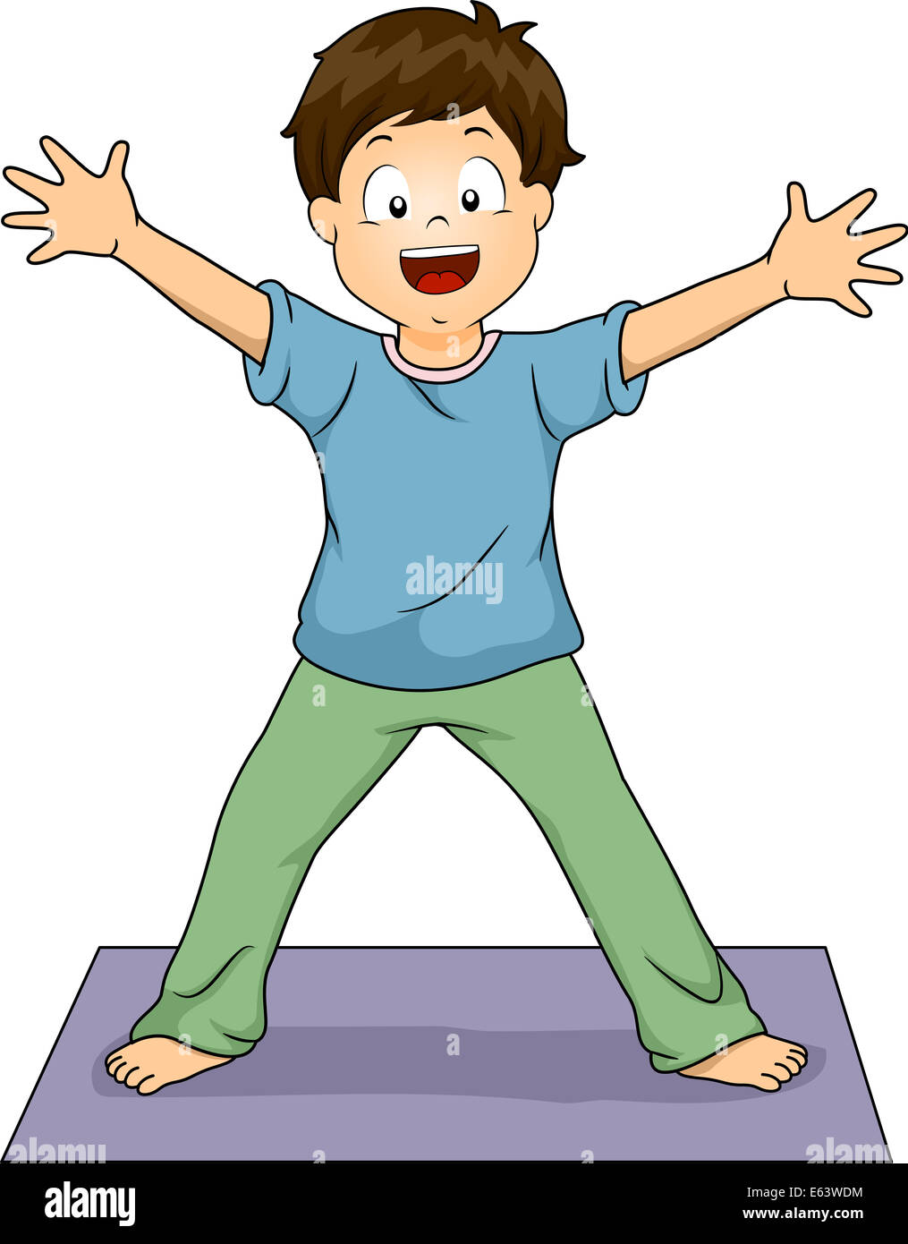 Illustration of a Young Boy Doing the Standing Starfish Yoga Pose Stock ...