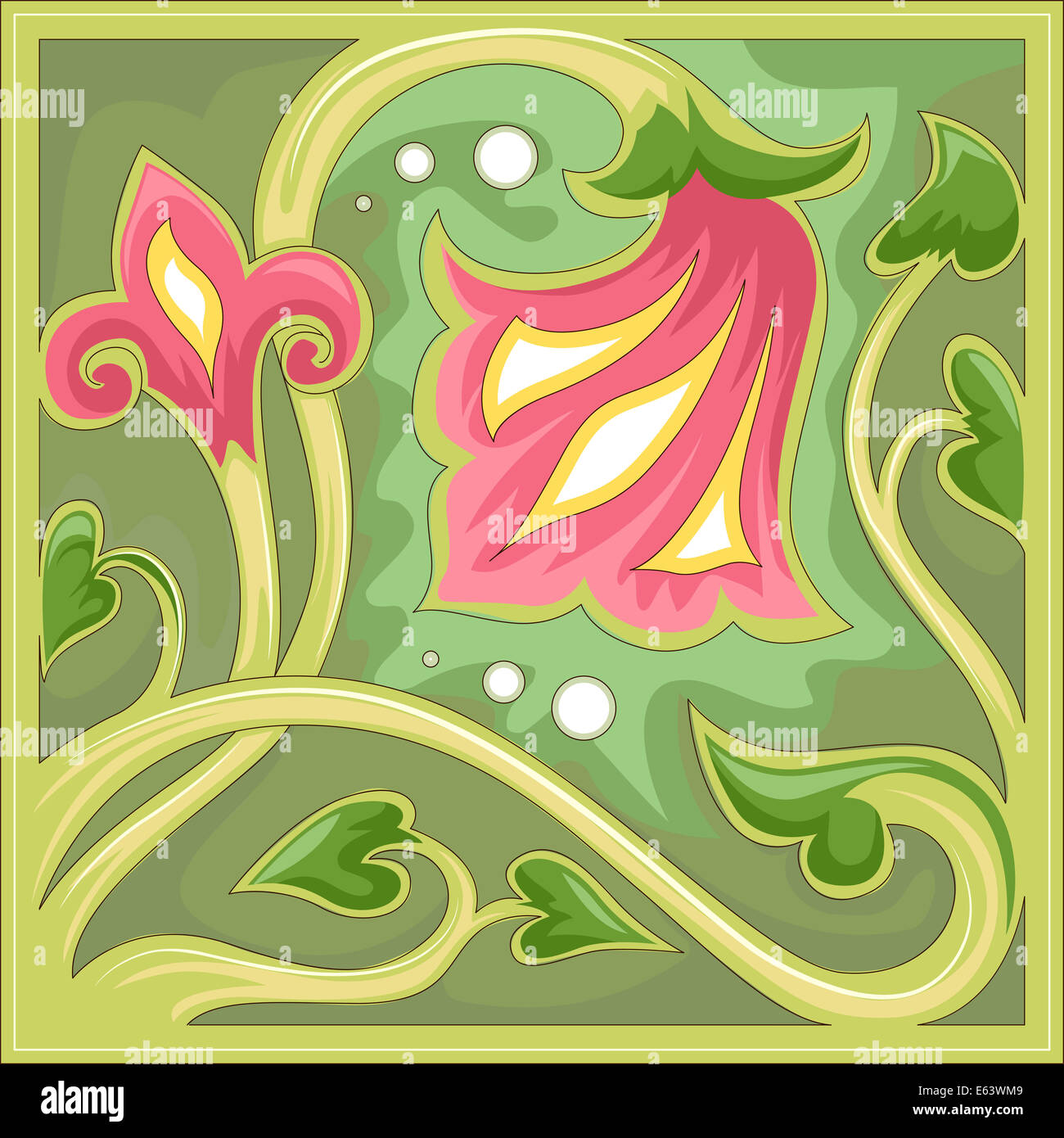 Illustration of a Tile with a Floral Design Stock Photo - Alamy