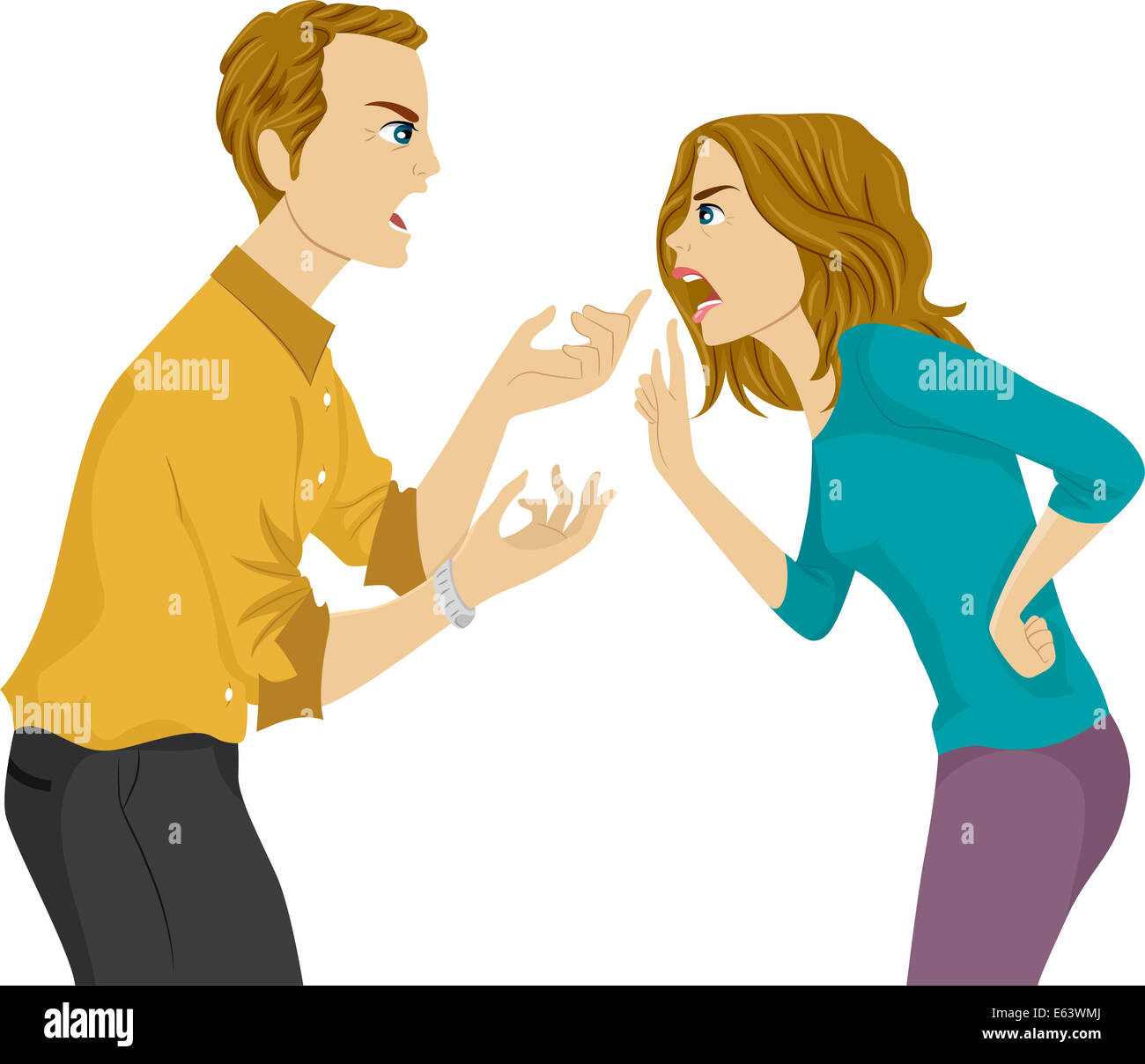 Illustration of a Husband and Wife Arguing Stock Photo - Alamy