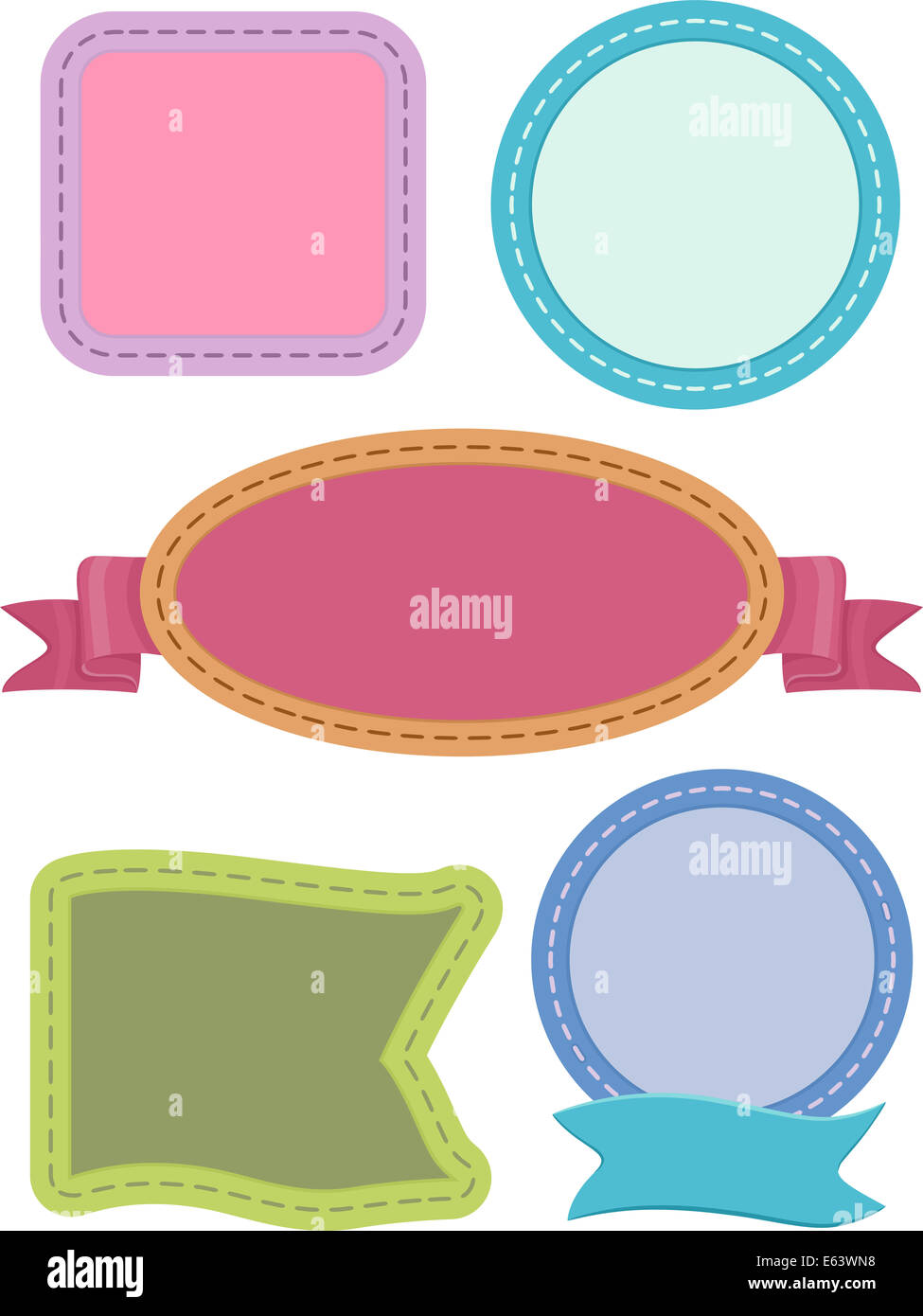Illustration Featuring Ready to Print Labels with Stitches for Design ...