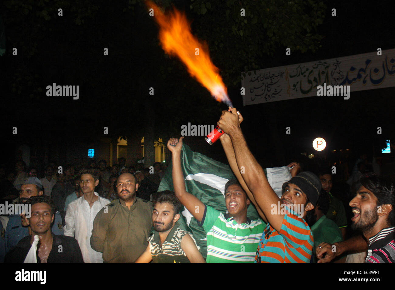 Lahore, Aug. 14. 14th Aug, 1947. Pakistani youth celebrate the ...