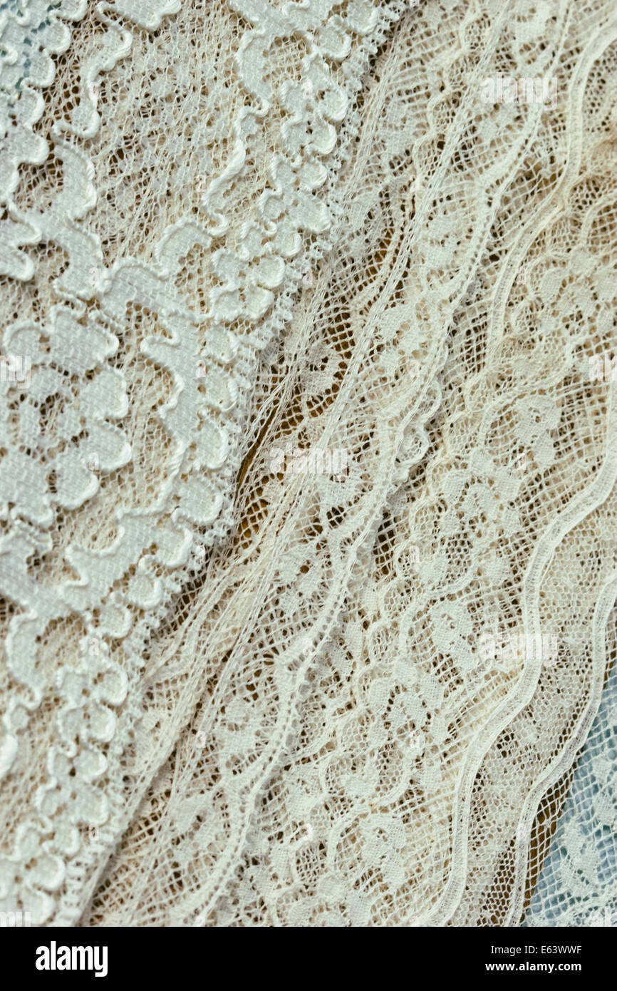 Detailed photograph of various antique laces Stock Photo - Alamy