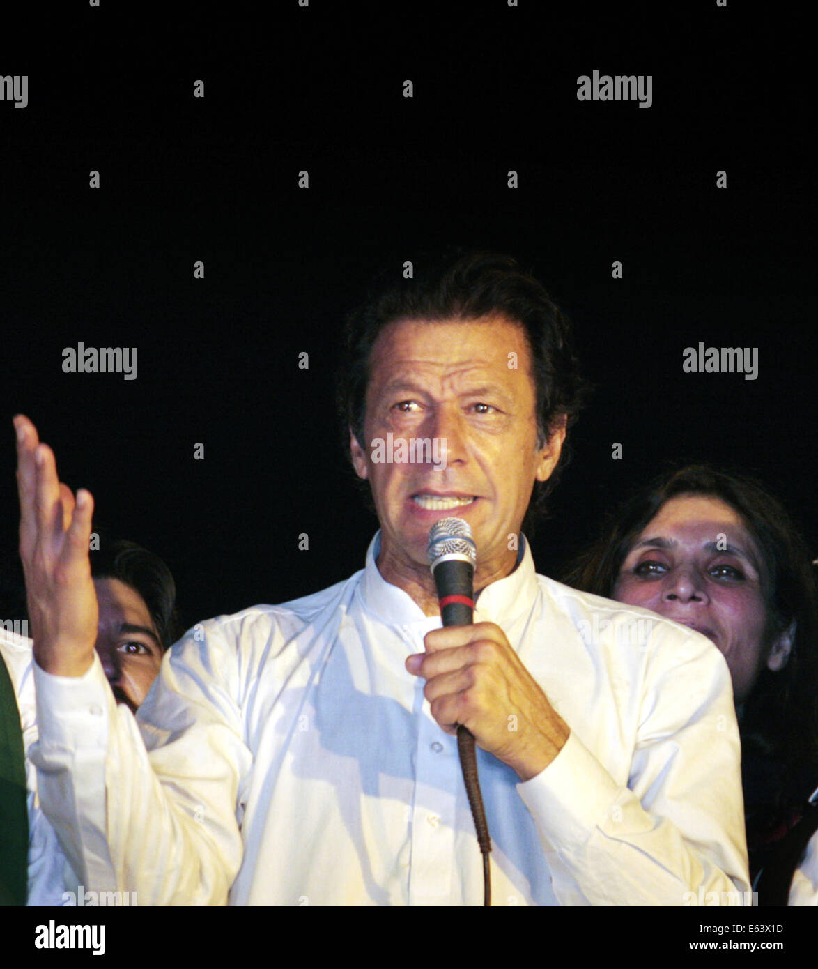 Lahore. 13th Aug, 2014. The cricketer-turned political leader Imran ...