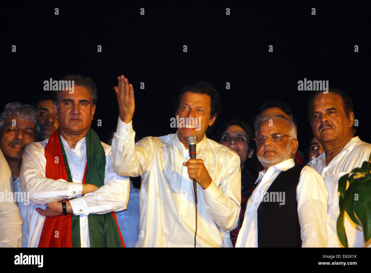 Lahore. 13th Aug, 2014. The cricketer-turned political leader Imran ...