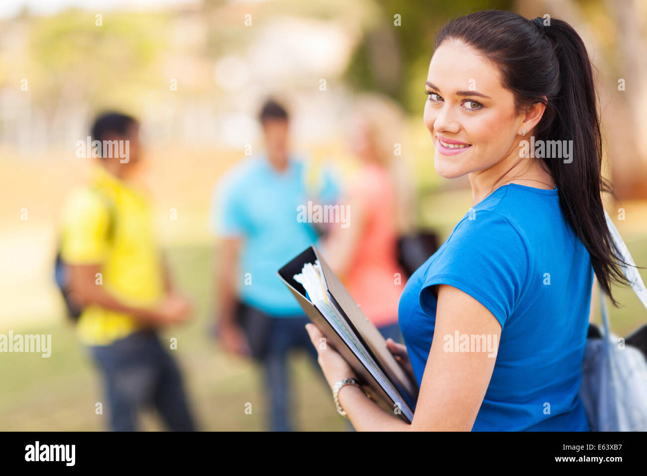 female university student outdoors on campus Stock Photo - Alamy