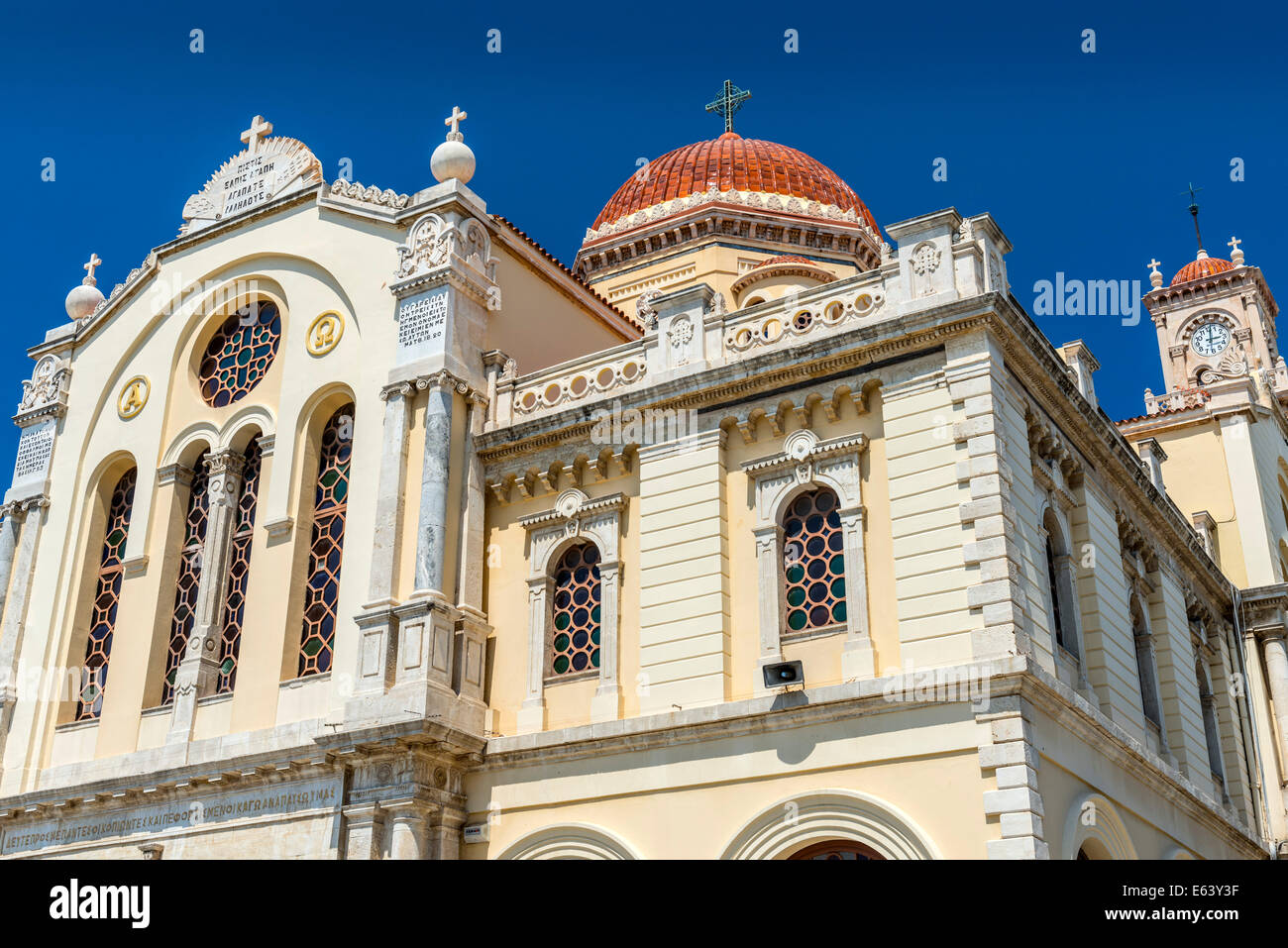 Cathedral of Saint Minas orthodox church in Heraklion, Crete Stock ...