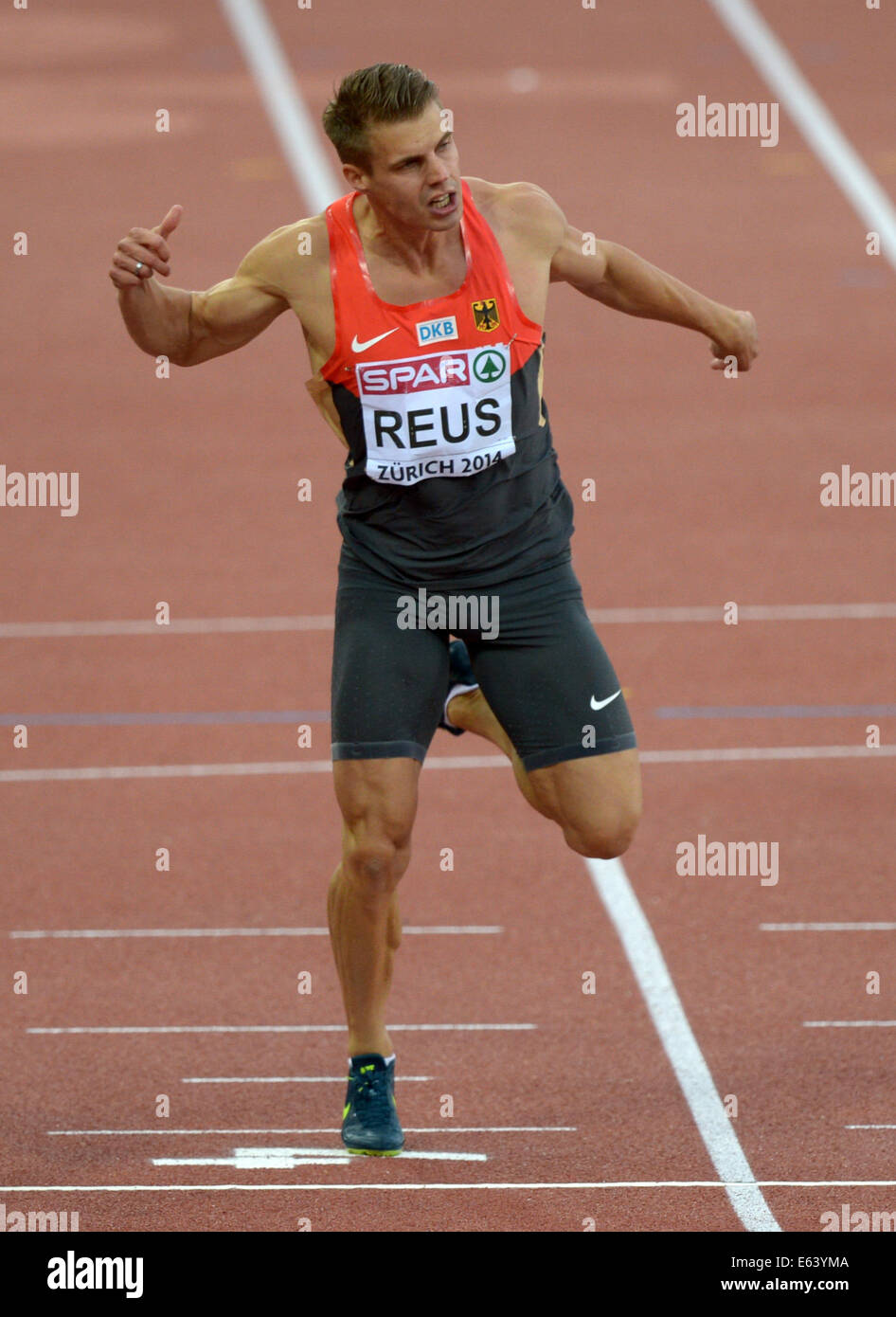 Zurich, Switzerland. 13th Aug, 2014. Julian Reus of Germany competes in ...