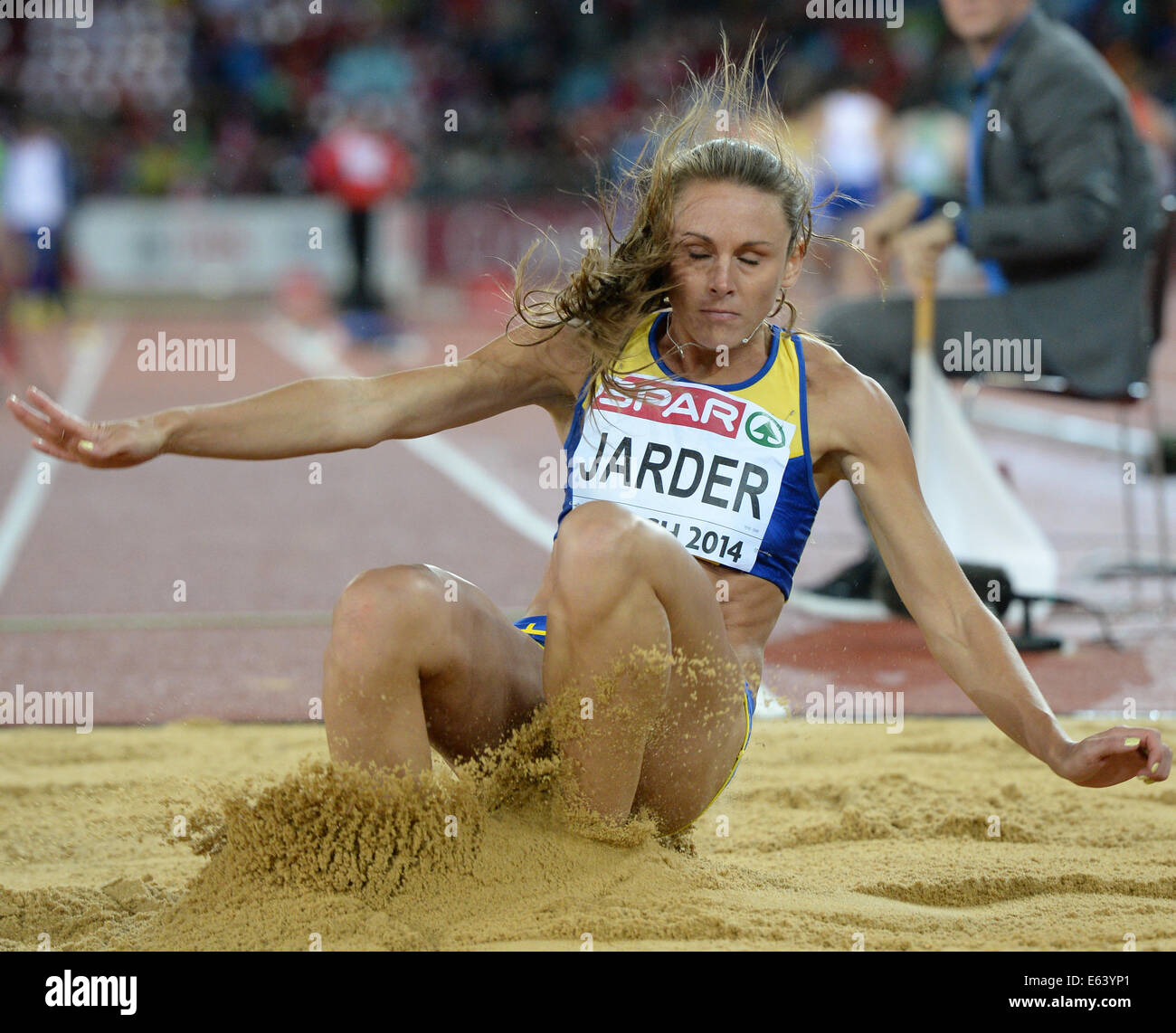 Zurich, Switzerland. 13th Aug, 2014. Erica Jarder of Sweden competes in ...