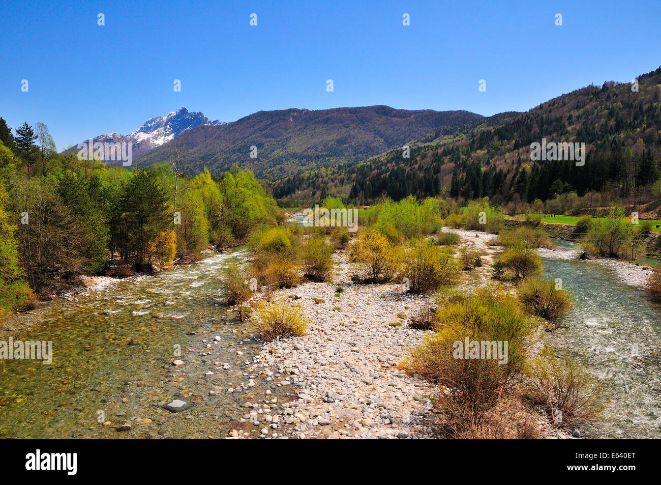 Gravel bank on the Melezza river, Centovalli, Canton of Ticino ...