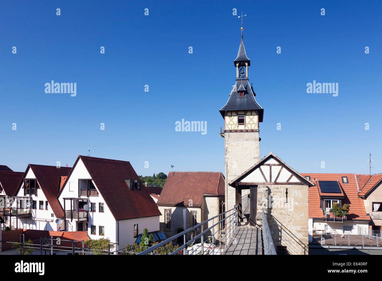 Oberer Torturm, Upper Gate Tower, Burgplatz Square, Marbach am Neckar ...