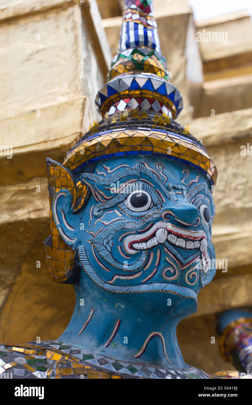 Close-up of a demon guard sculpture, King's Palace, Bangkok, Thailand ...