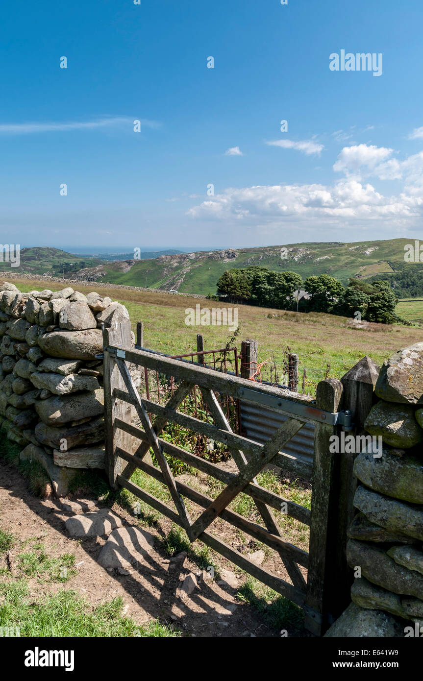 Jubilee Path above Capelulo North Wales coast looking towards mountains ...