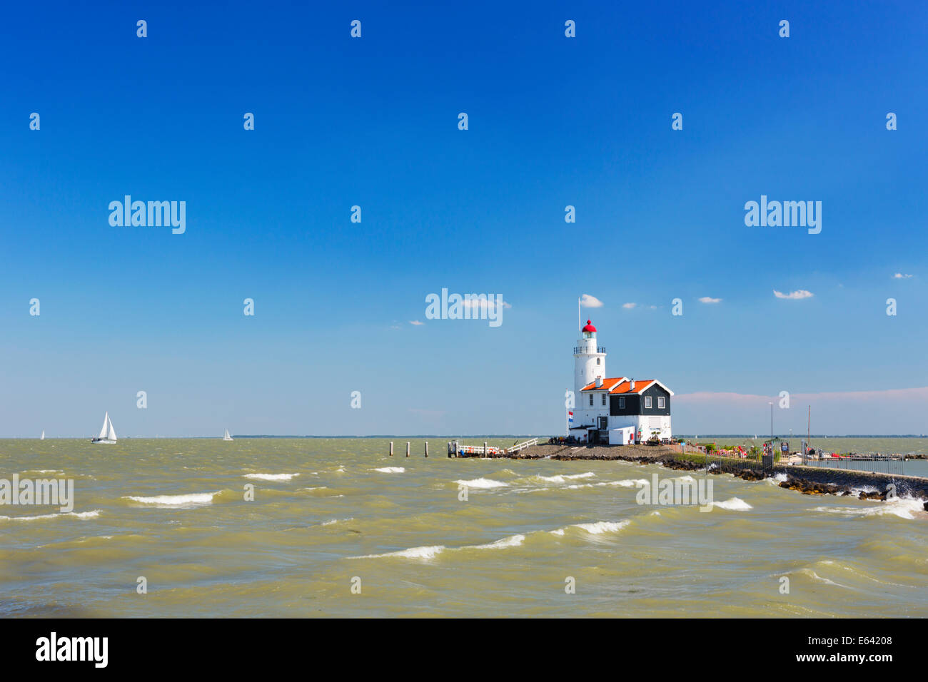 The lighthouse of the island of Marken in The Netherlands Stock Photo ...