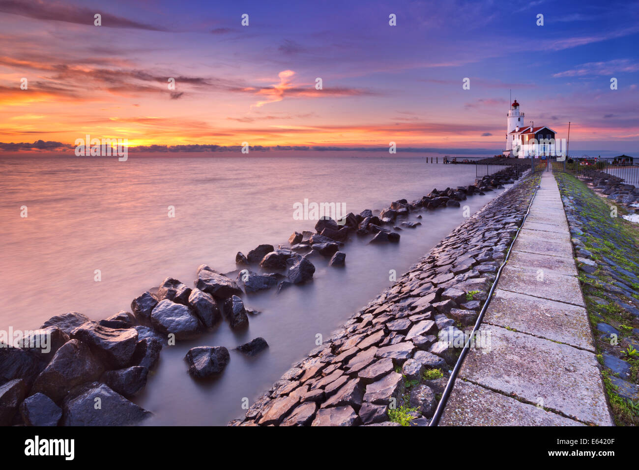 The lighthouse of the island of Marken, The Netherlands. Photographed ...