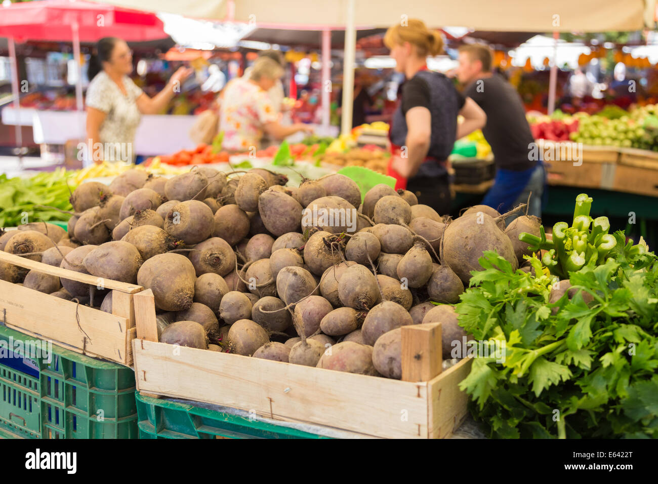 Vegetable market stall Stock Photo - Alamy